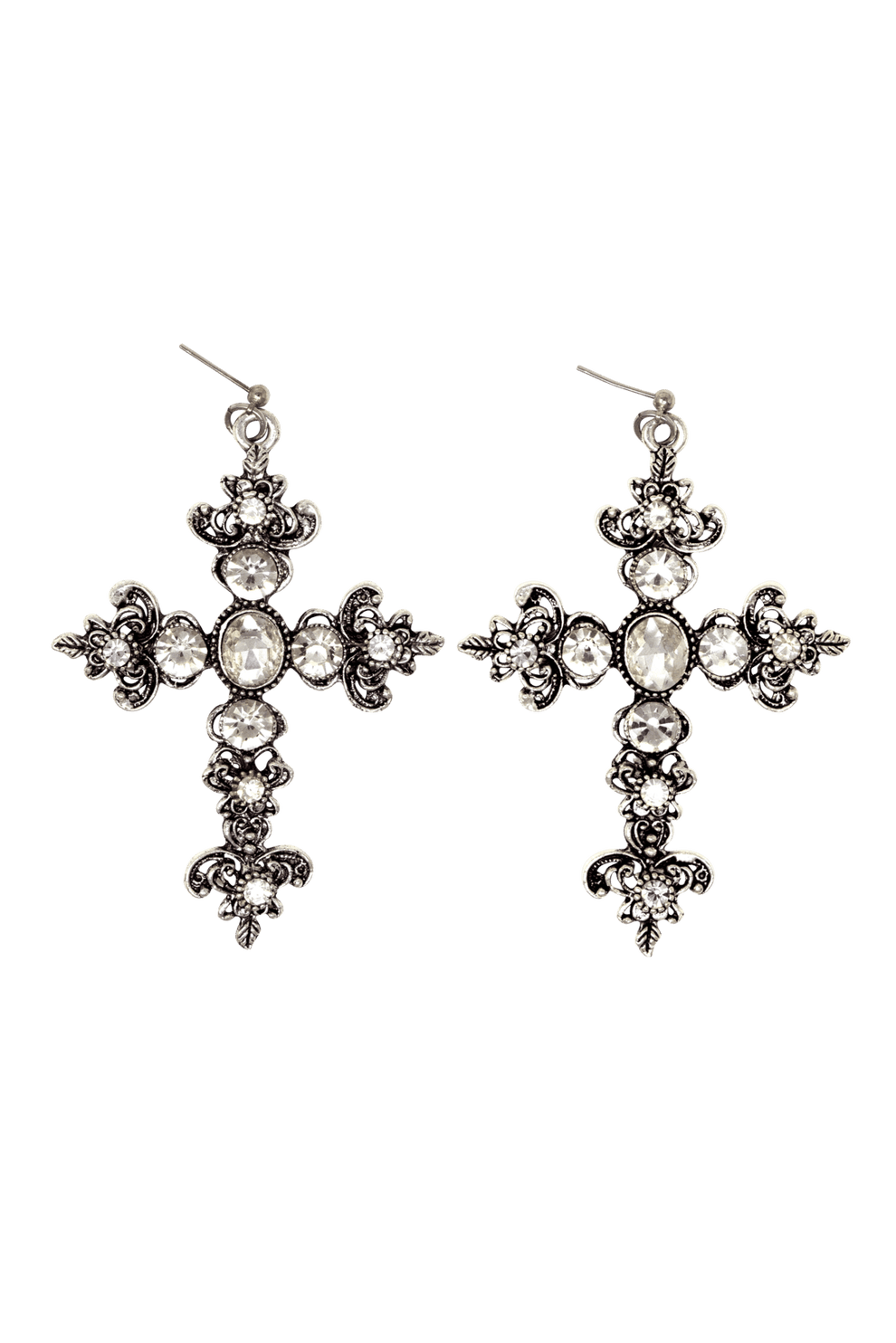 CRYSTAL CROSS EARRINGS – OHTNYC